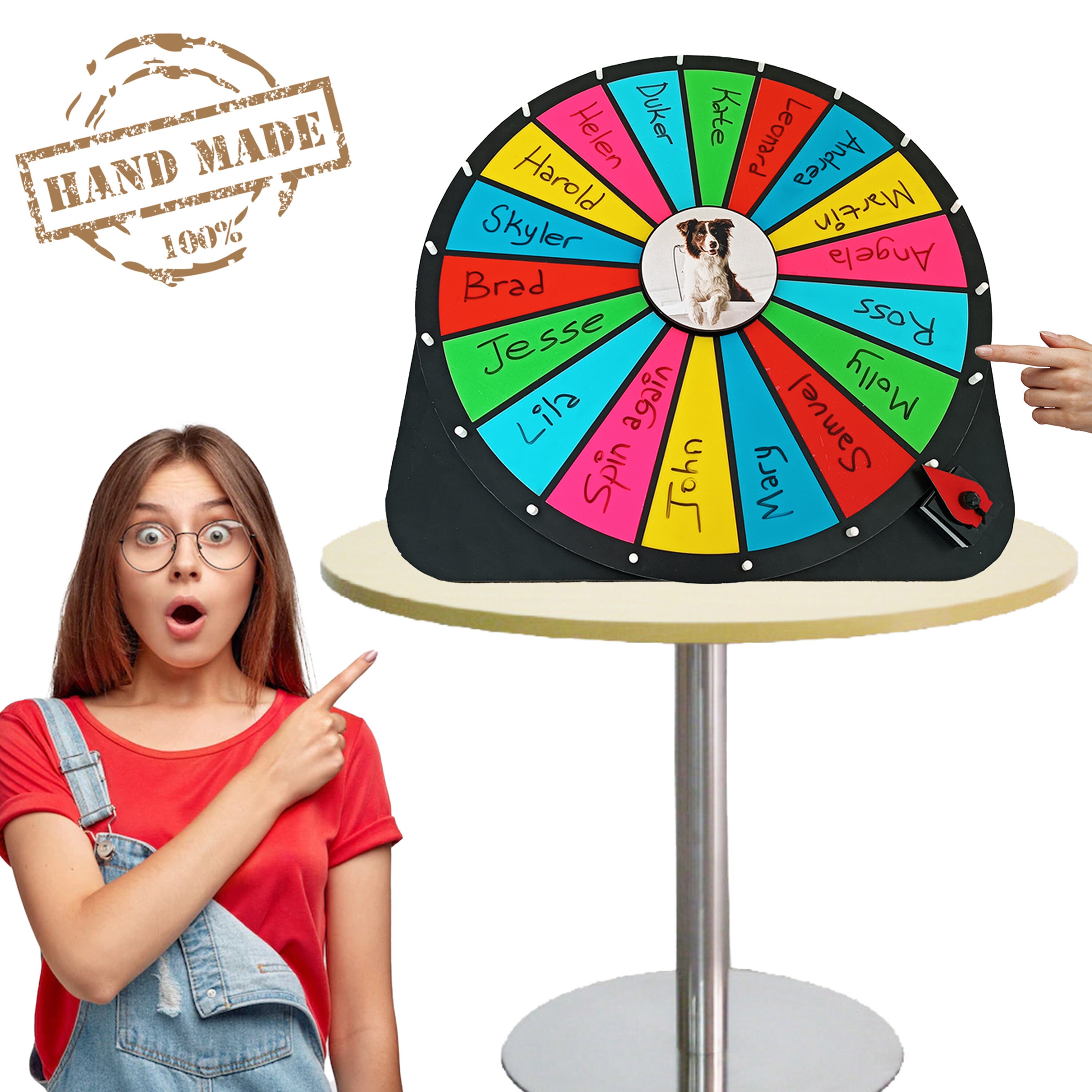 Black 24 Prize Wheel Wooden Spin the Wheel Game Large Prize Wheel ...