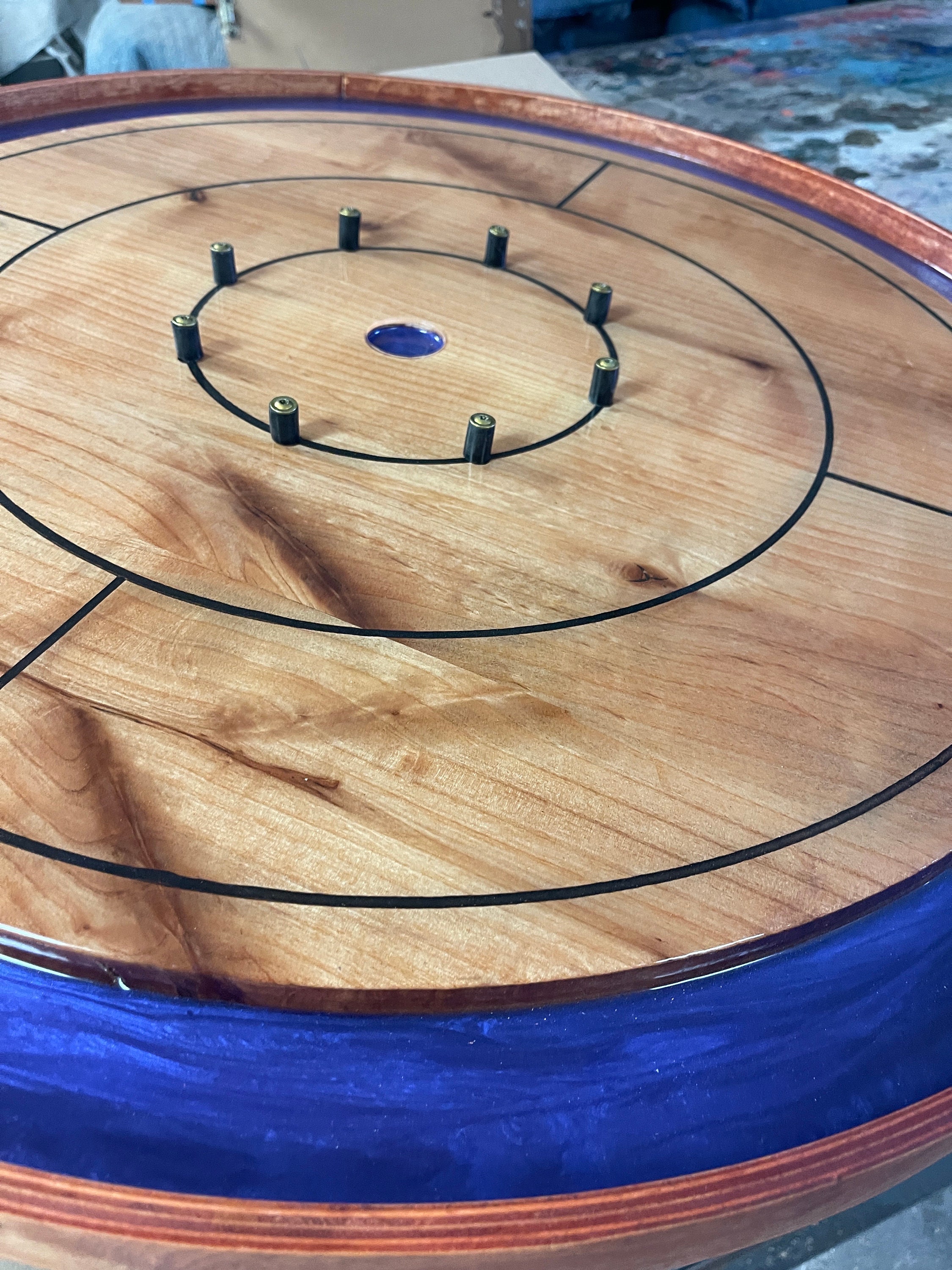 Custom Alder Crokinole Board Epoxy Finish No Stain Black Lines Purple ...