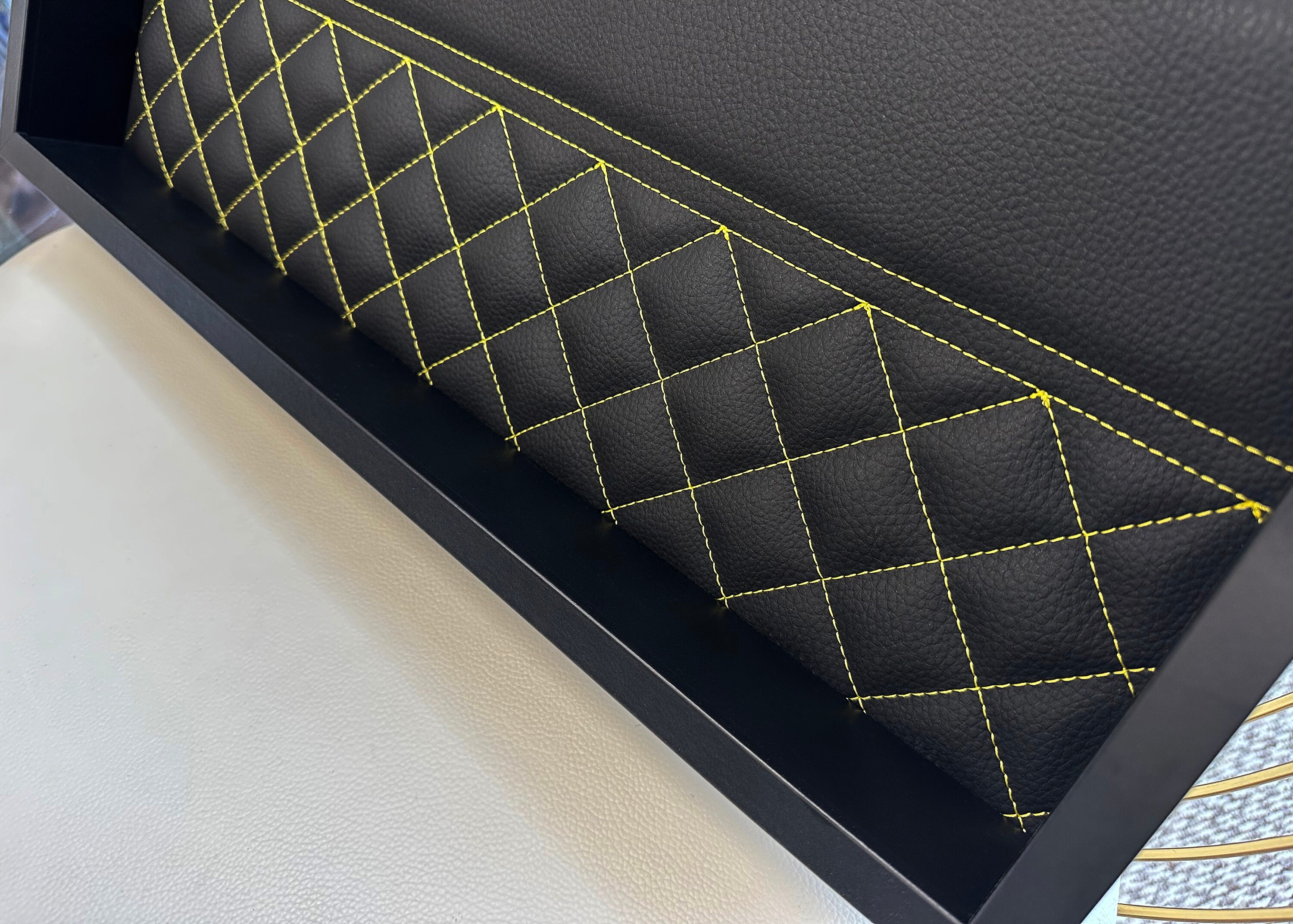 Inspired by Lamborghini Countach: Black Leather Wall Art & Yellow ...