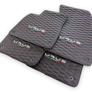Floor Mats for Lamborghini Urus 2018-2022 Leather Carpets / Red Sewing ...