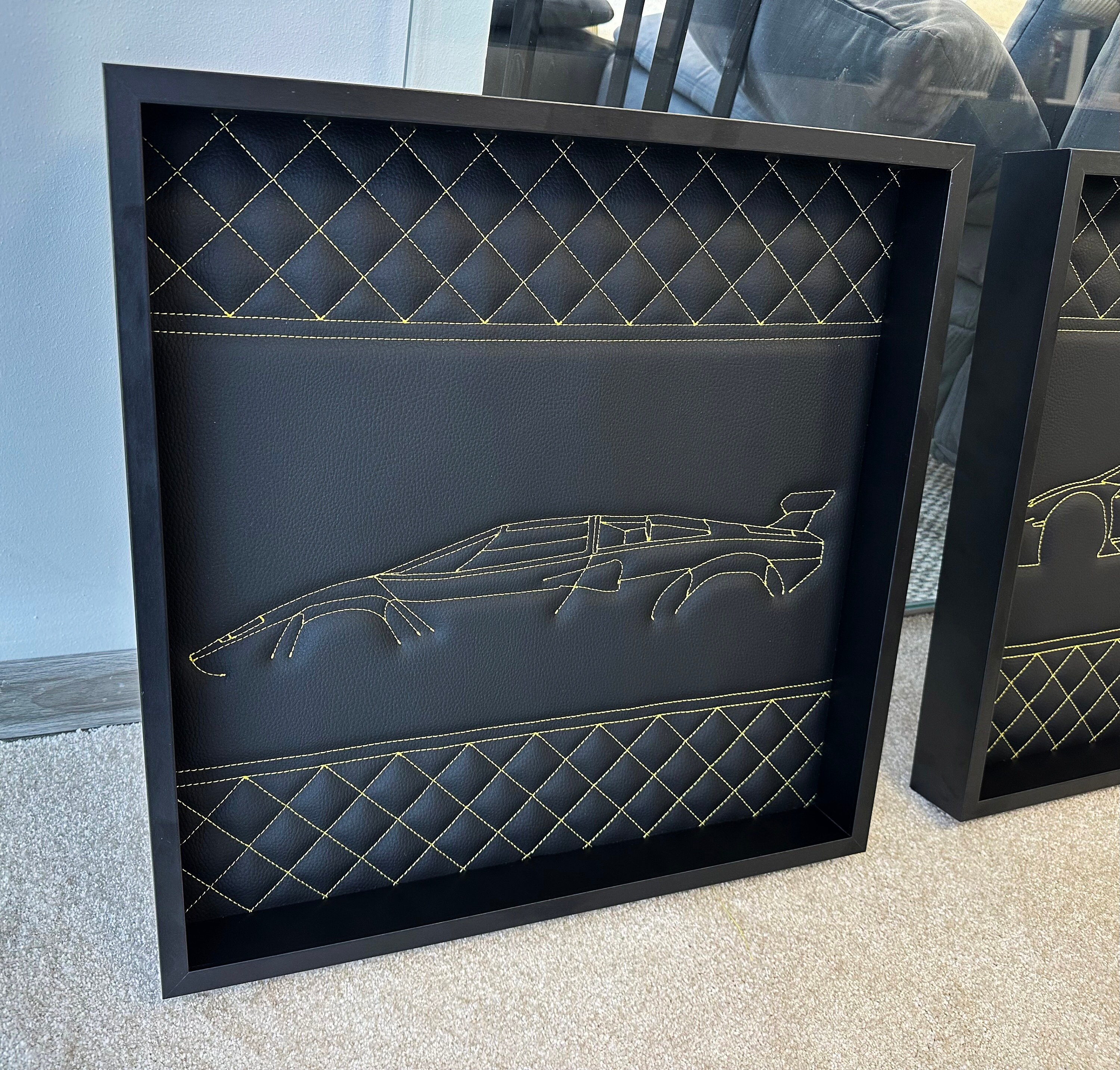 Inspired by Lamborghini Countach: Black Leather Wall Art & Yellow ...
