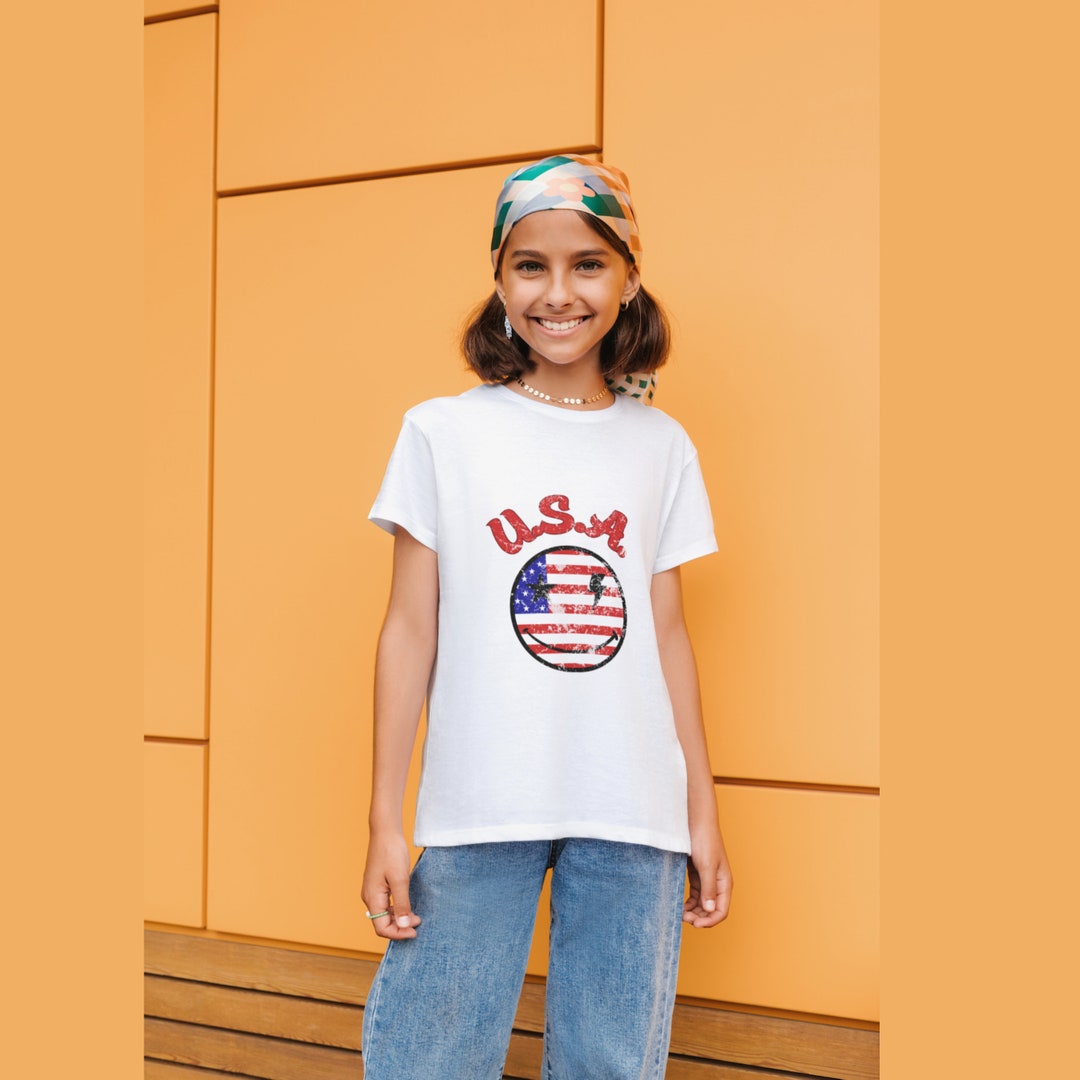 Patriotic Smiley Face, Star Eyes Smiley Face, Distressed Retro Smiley ...