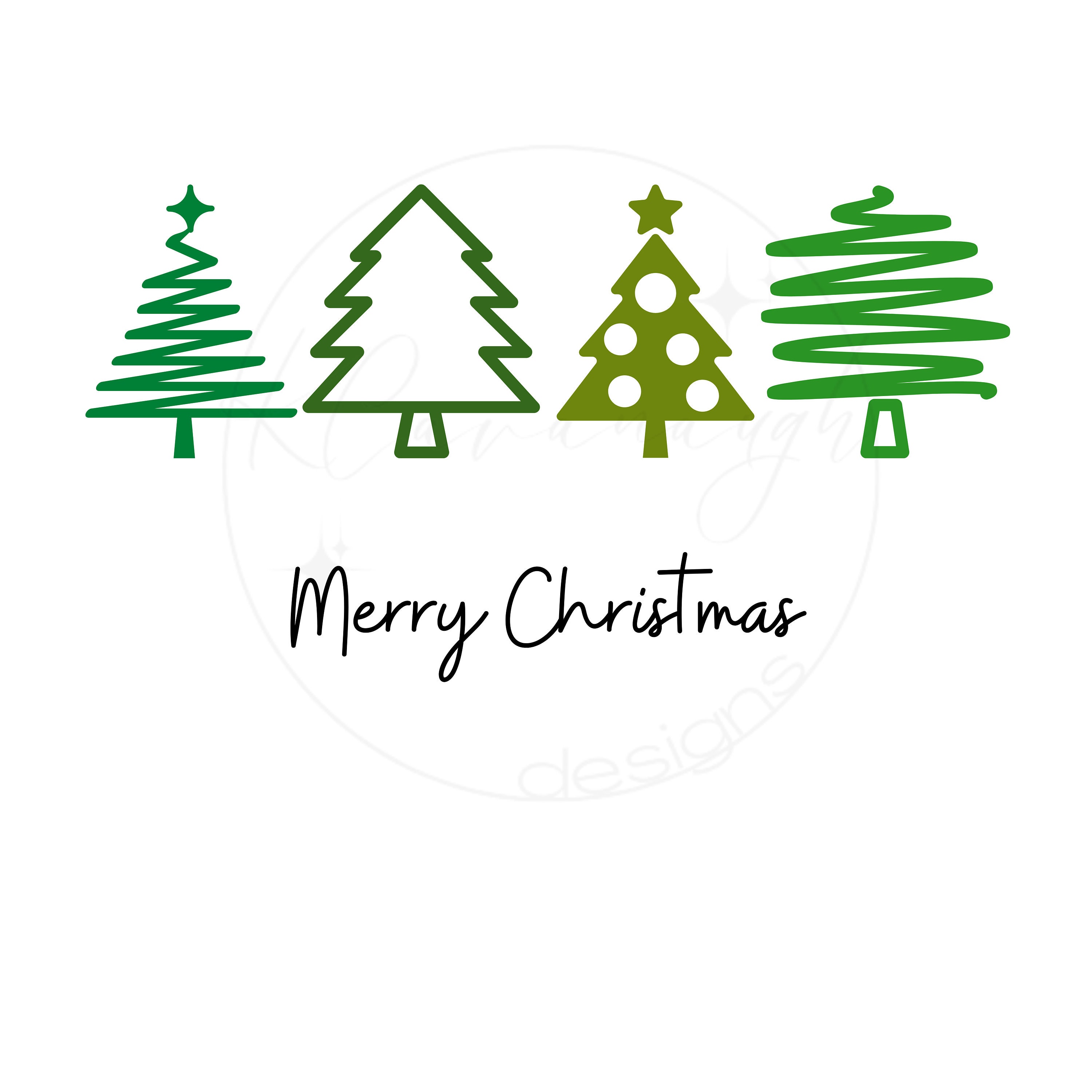 4 Tree Merry Christmas Digital Design Digital Download Christmas Trees Merry Christmas Png