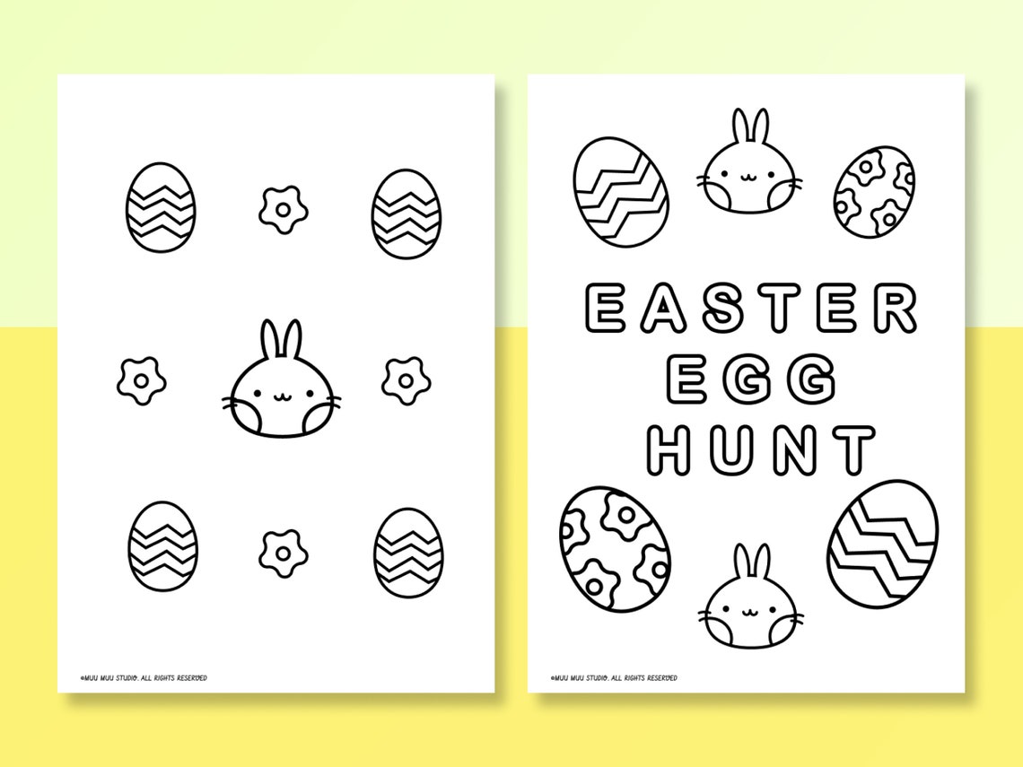 Easter Bunny Colouring Pages Printable 10 Sheet Kawaii Cute Bunny for ...