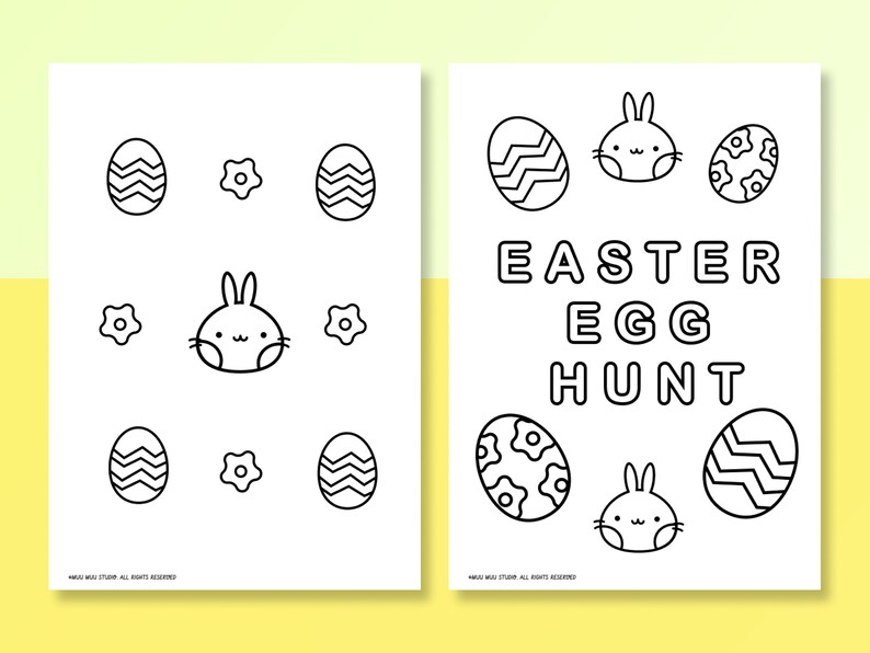 Easter Bunny Colouring Pages Printable 10 Sheet Kawaii Cute Bunny for ...