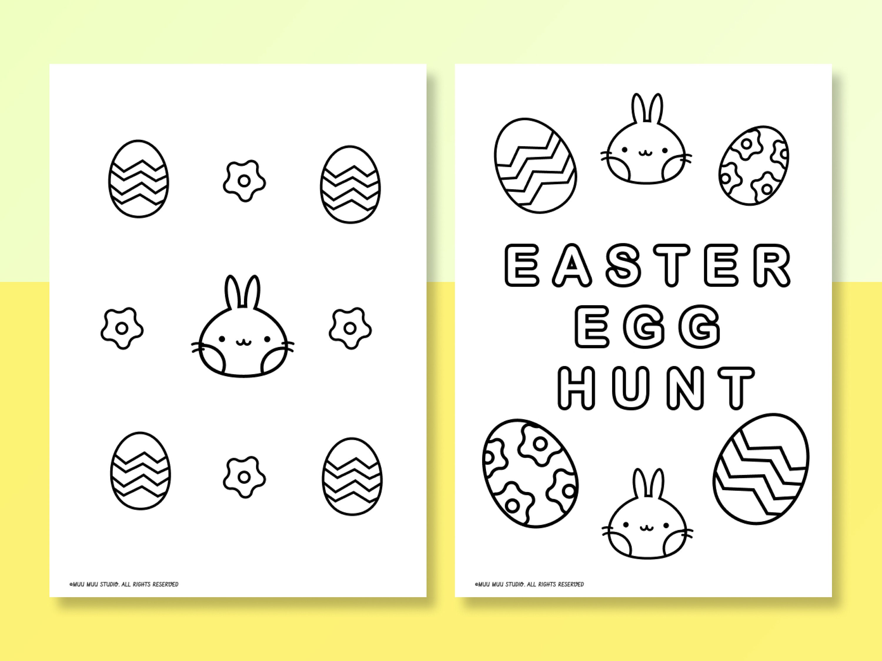 Easter Bunny Colouring Pages Printable 10 Sheet Kawaii Cute Bunny for ...