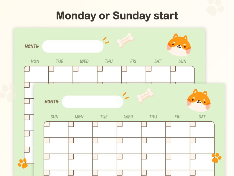 Printable Blank Undated Open Monthly Calendar Desk Planner - Etsy