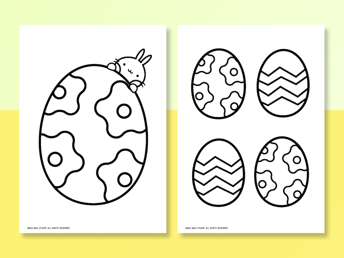 Easter Bunny Colouring Pages Printable 10 Sheet Kawaii Cute Bunny for ...