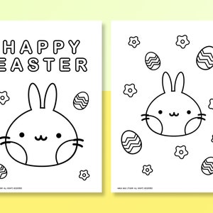 Easter Bunny Colouring Pages Printable 10 Sheet Kawaii Cute Bunny for ...