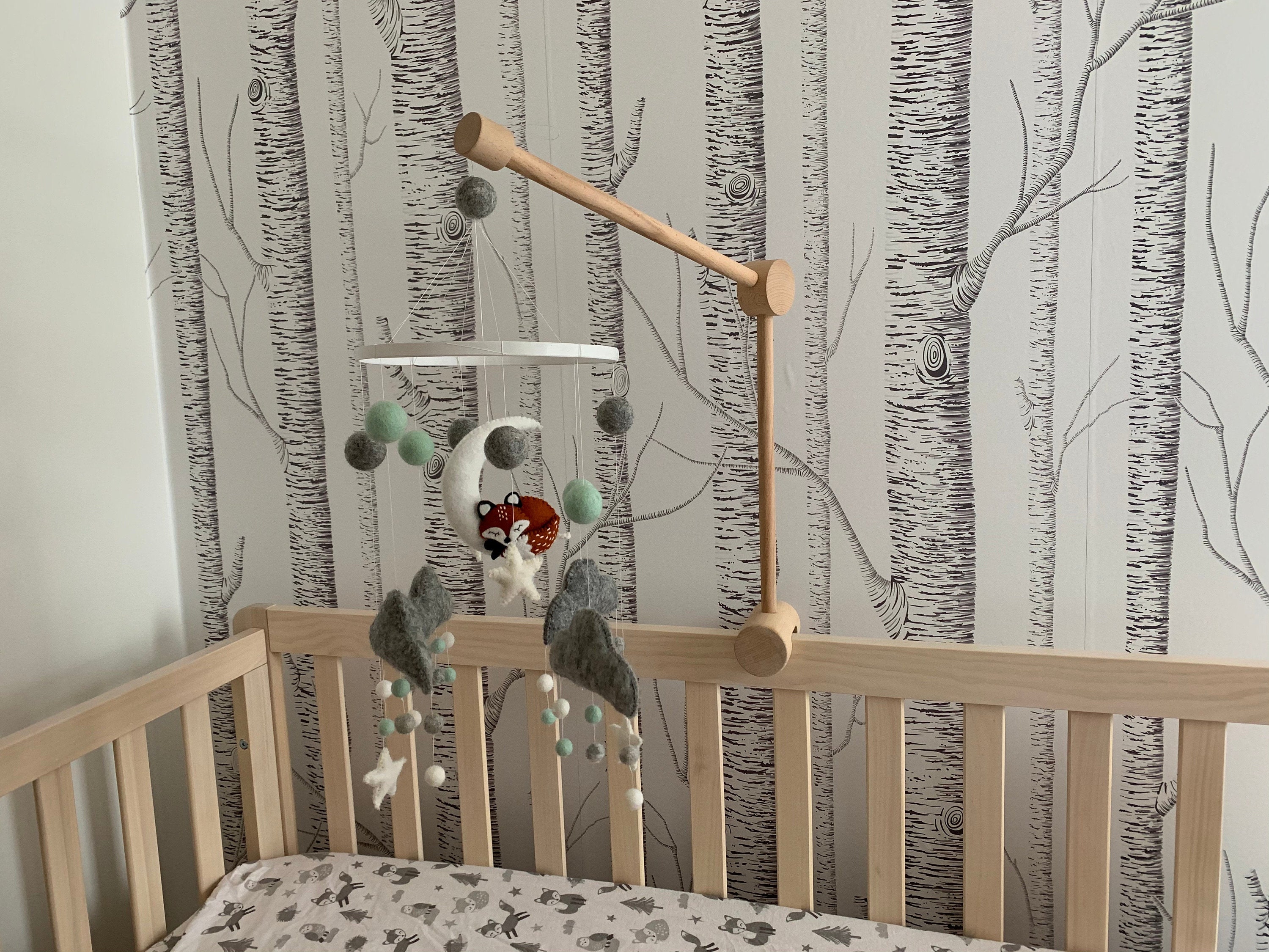 Baby Bed Wooden MAPLE Mobile Arm Baby Mobile Stand Nursery - Etsy