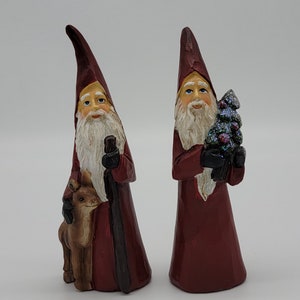 Tiny Santa Holding Christmas Tree & Deer Decorations - Etsy
