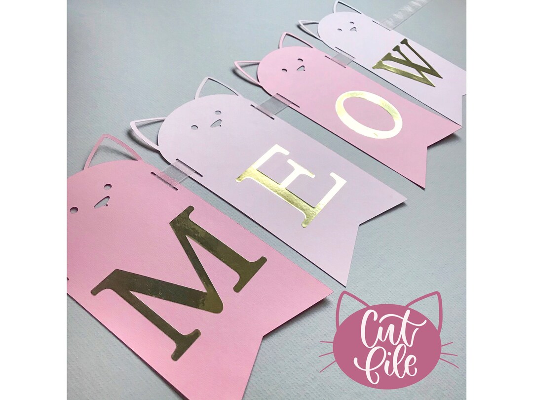 Cute Cat Head Pennants Cut File - SVG, .studio3, PNG, Cut Files for ...