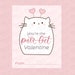 Cute Kids' Printable Pink Cat-themed Valentine Cards for School ...