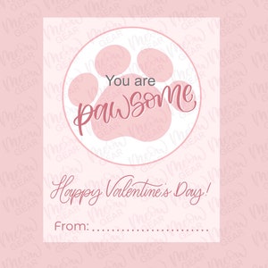 Cute Kids' Printable Pink Cat-themed Valentine Cards for School ...