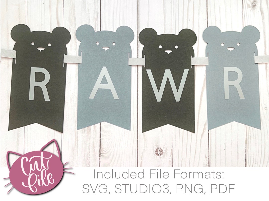 Cute Bear Head Pennants Cut File - SVG, .studio3, PNG, PDF Cut Files ...