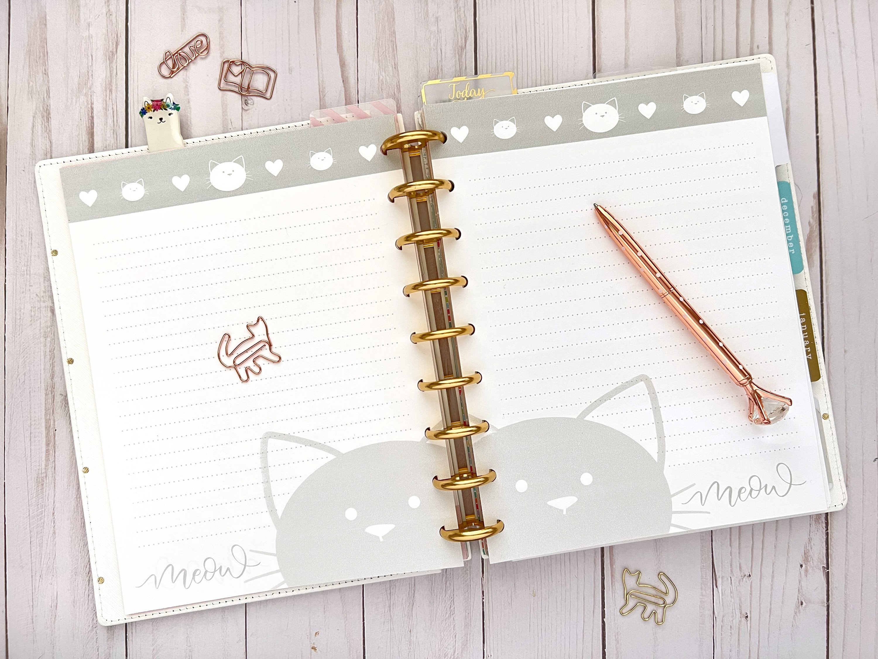 Printable Cute Cat Head Dot Lined Planner Note Paper/insert for Classic ...