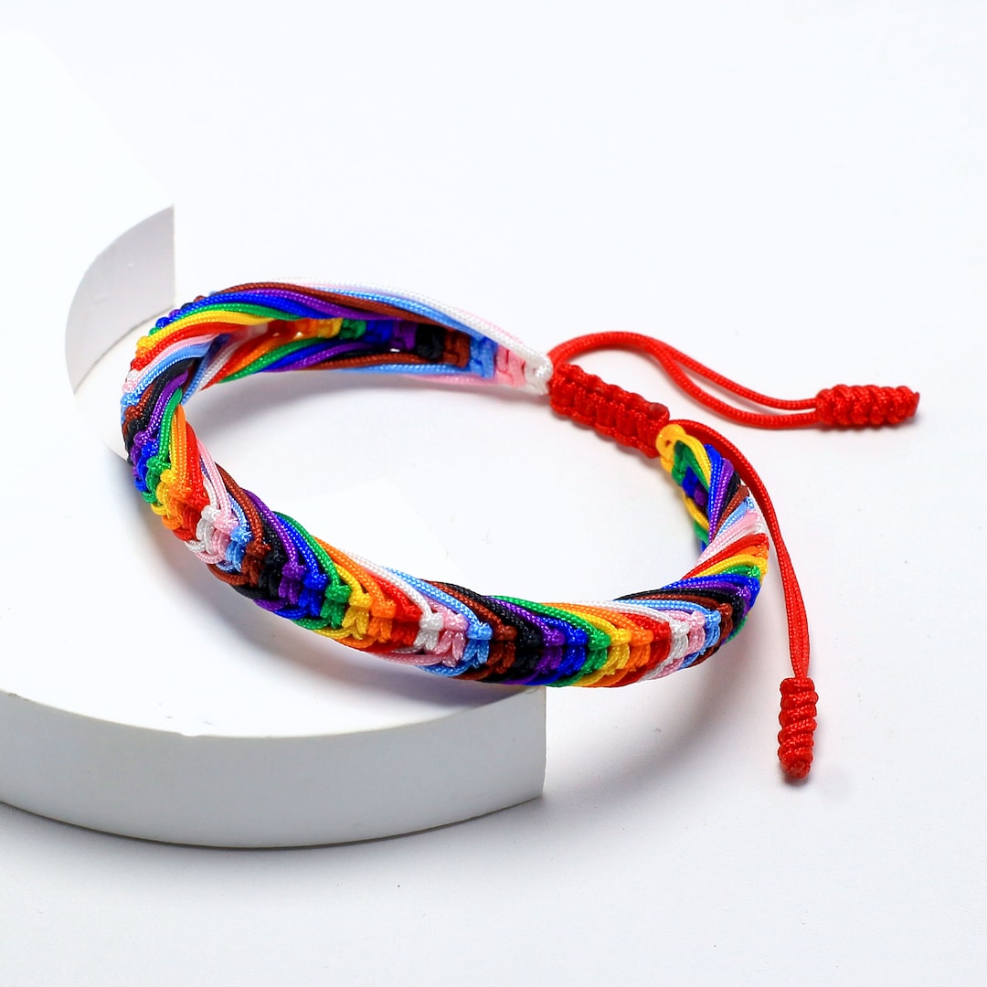 Progress Pride Bracelet, Proud Love Tibetan Wrist Wrap Bracelet, LGBT ...