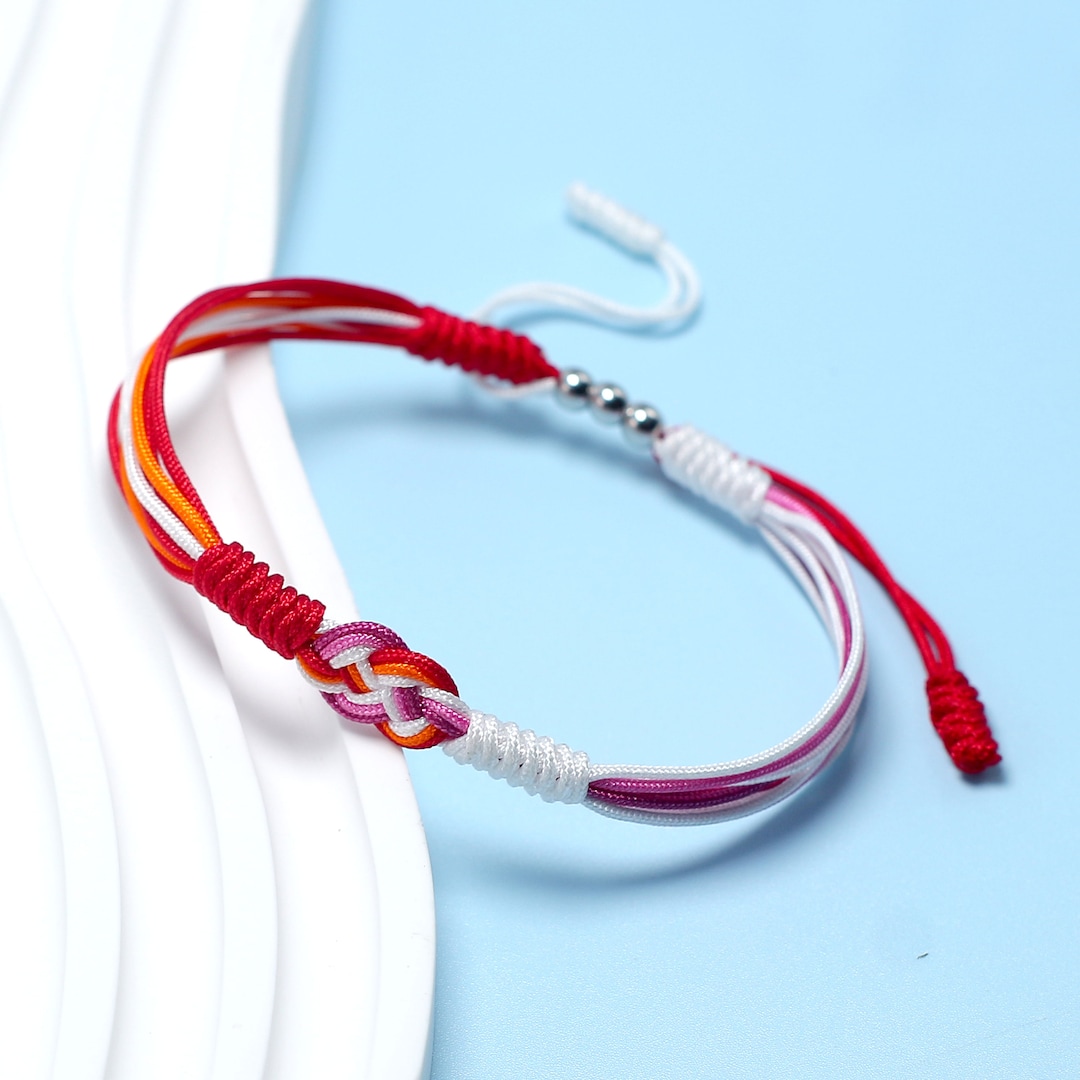 Lesbian Infinity String Bracelet, Lesbian Stuff Flag, Pride Bracelet ...