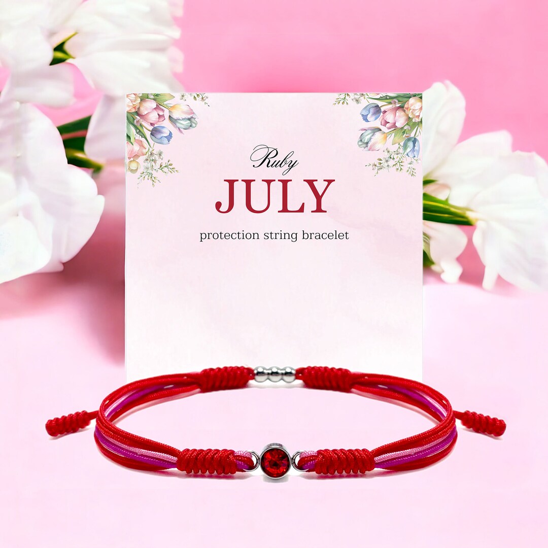 July Birth Month Stone Bracelet, Ruby Stone, Luck and Protection ...