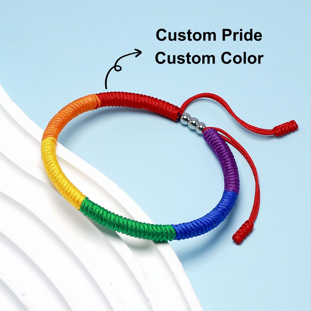 Custom Pride Flag Bracelet for Pride Month, LGBTQA+ Proud Love Bracelet, Amulet and Boho Tibetan ...