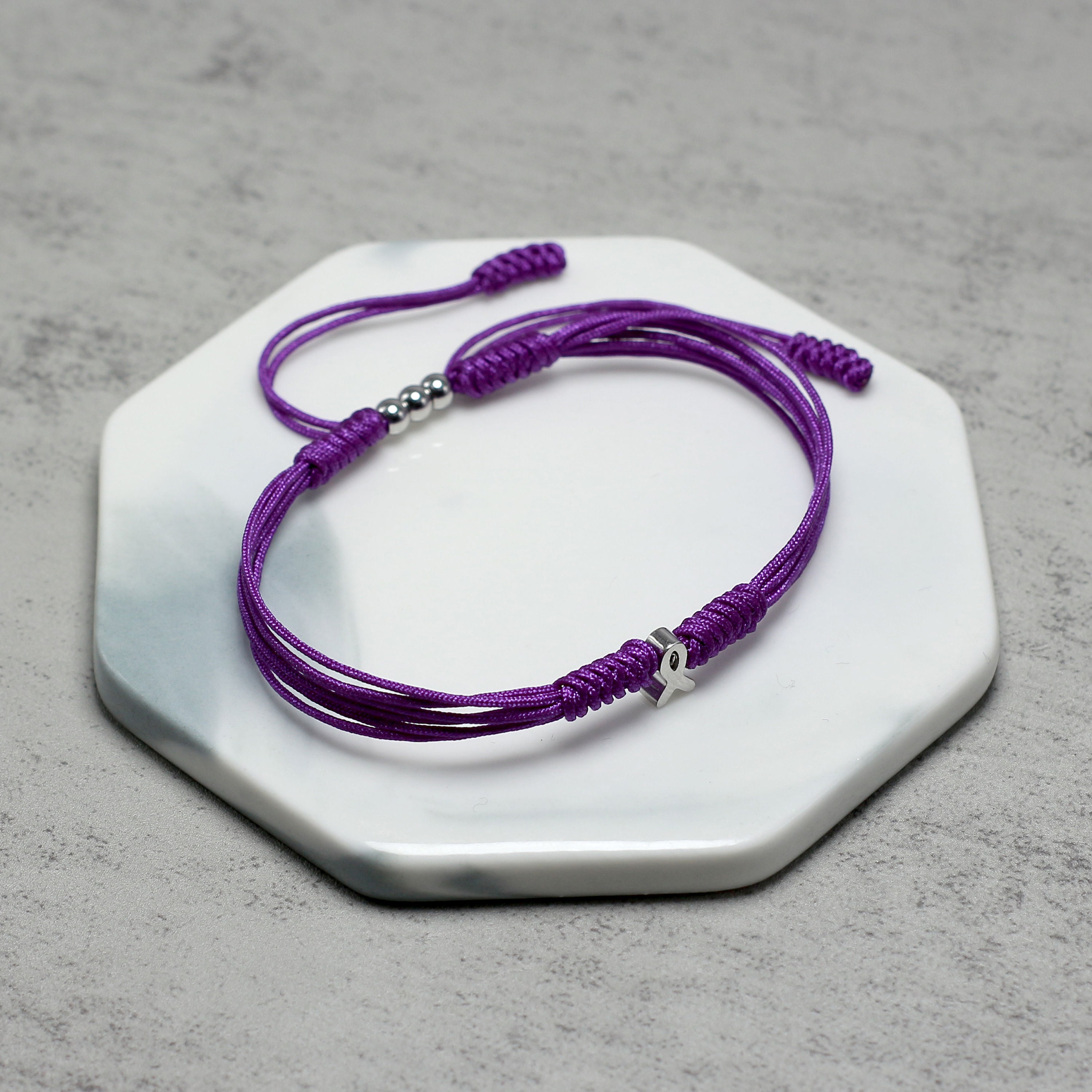 Purple Ribbon Awareness Bracelet for Pancreatic Cancer, Epilepsy ...