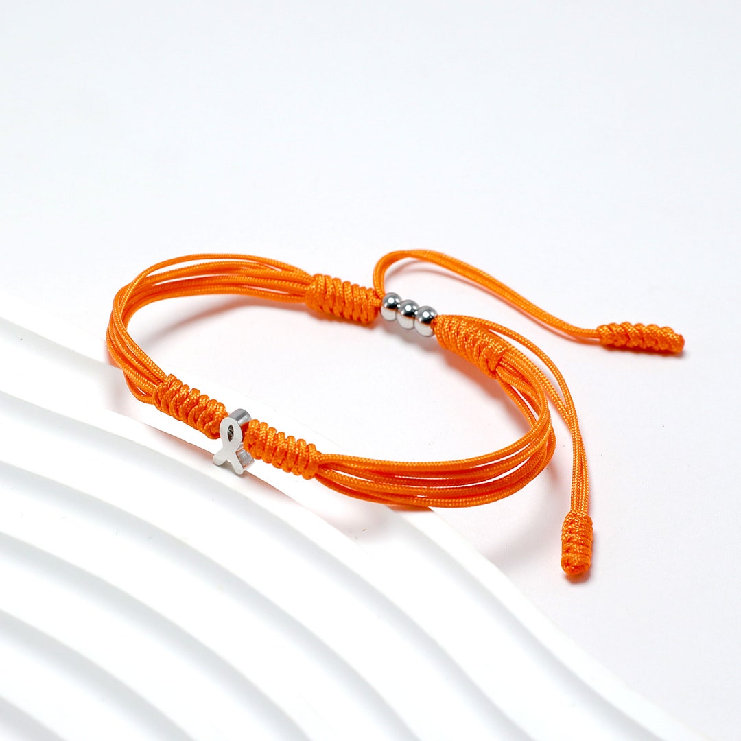 Leukemia Awareness String Bracelet, Orange Riboon Bracelet for A Cause ...