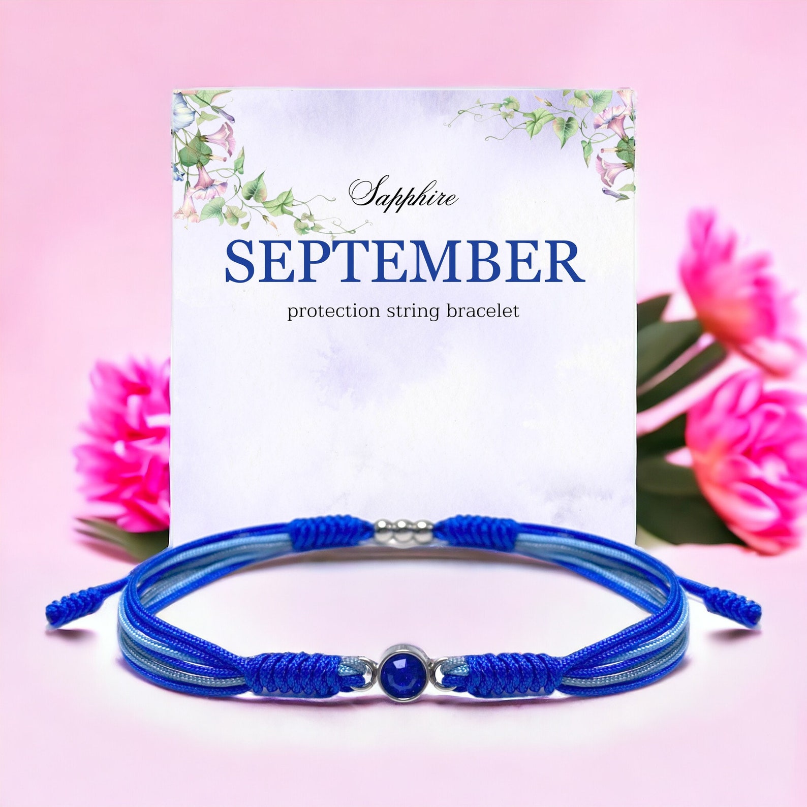 September Birth Month Stone Bracelet, Sapphire Stone, Luck and ...