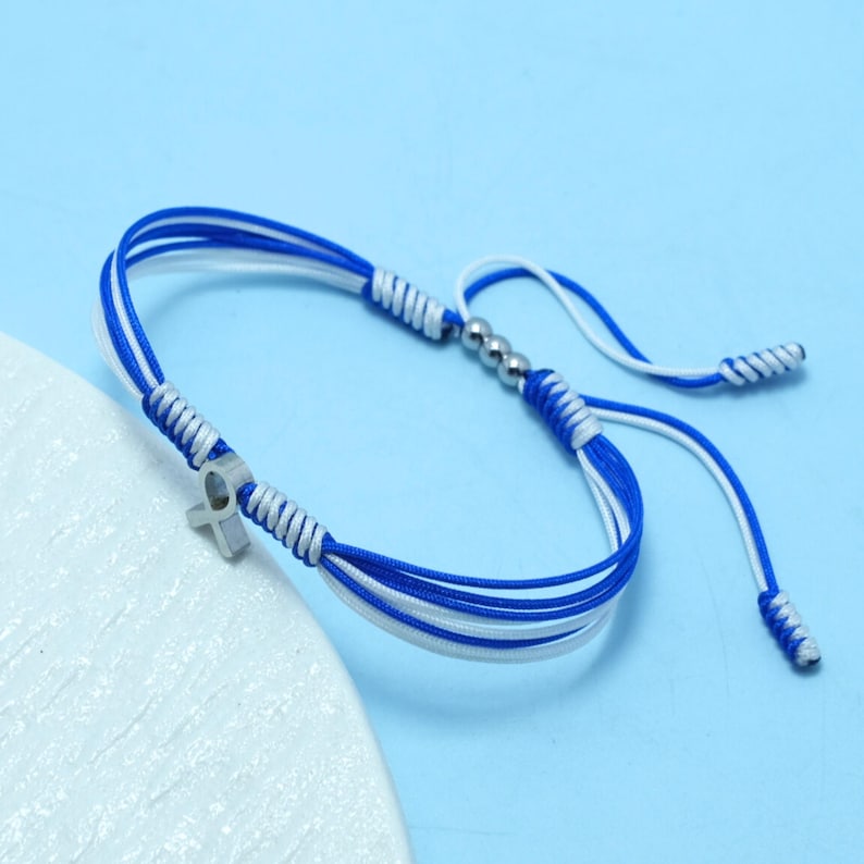ALS Awareness Bracelet, Blue and White Stainless Steel HOPE Ribbon ...