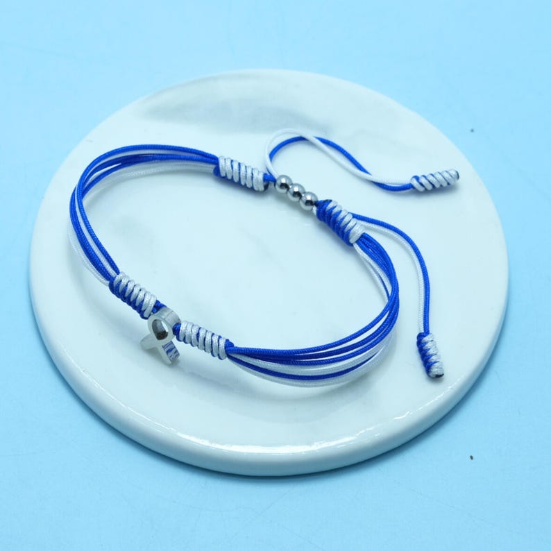ALS Awareness Bracelet, Blue and White Stainless Steel HOPE Ribbon ...