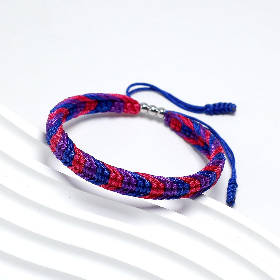 Bisexual Pride Bracelet, Proud Love Tibetan Wrist Wrap Bracelet, LGBT ...