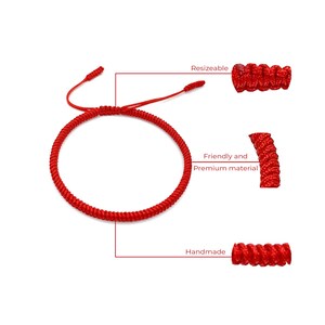 Red Lucky and Protection Bracelet, Red Hand Braided Rope Thread, Surfer ...