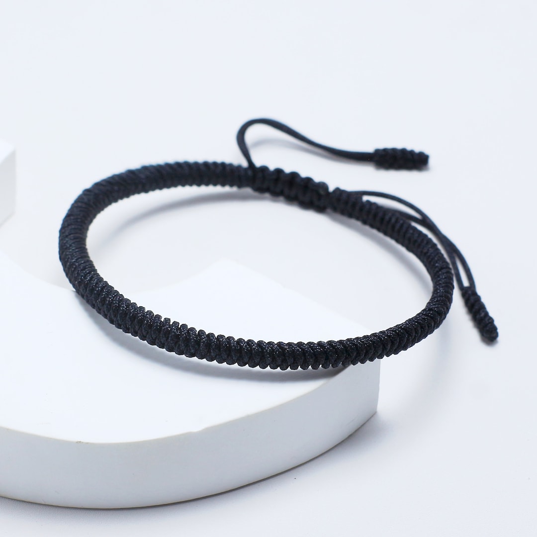 Black Lucky and Protection Bracelet, Black Hand Braided Rope Thread ...