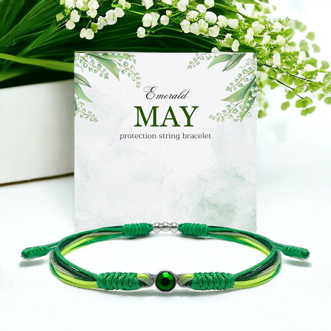 May Birth Month Stone Bracelet, Emerald Stone, Luck and Protection ...