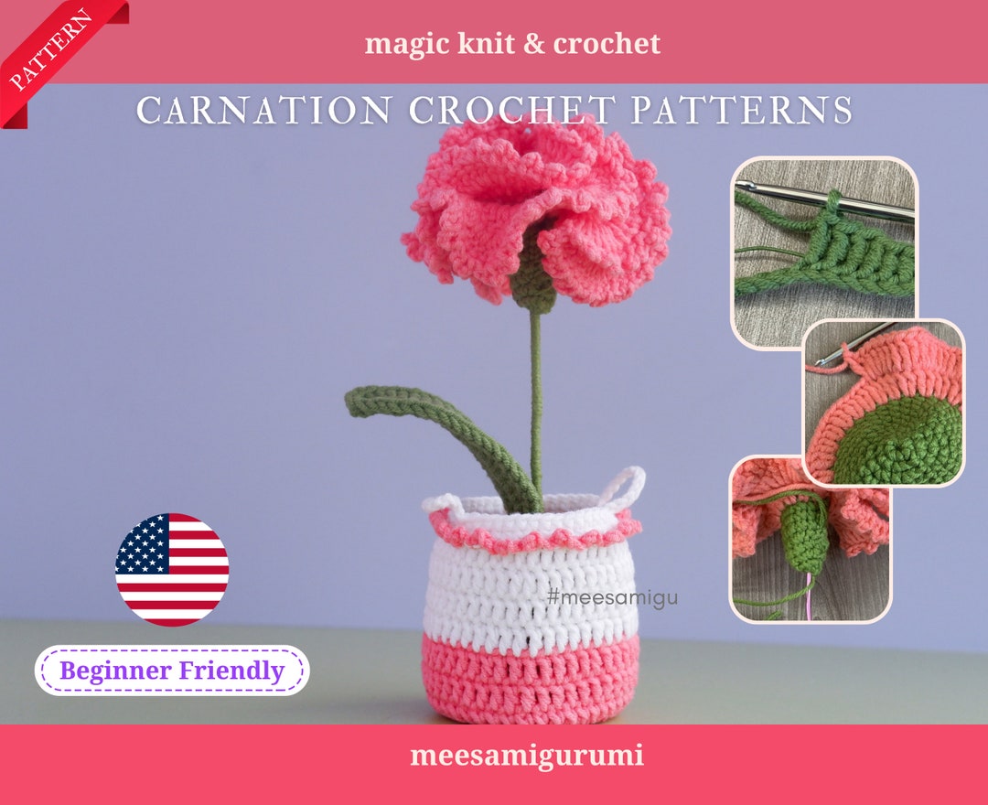 Crochet Carnation January Birth Flower Crochet, PDF Pattern Instant ...