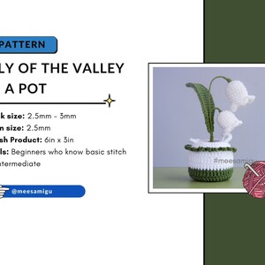 Crochet Lily of the Valley in a Pot, PDF Pattern Instant Download ...