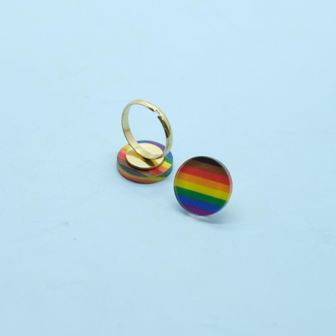 LGBTQ Metal Rings, 14K Gold Plated Pride Rings, LGBTQ Flag, Love, Heavy ...
