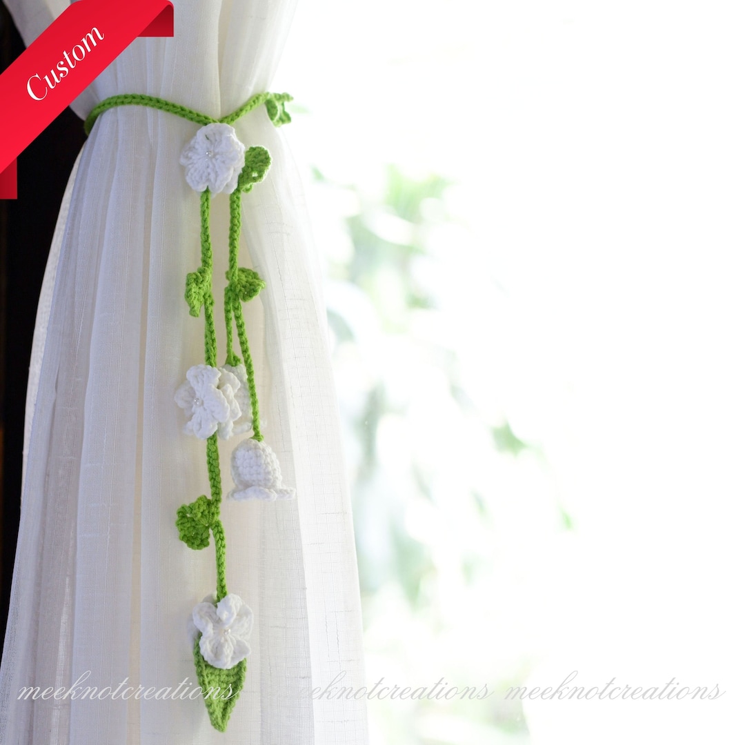 Custom Lily of the Valley Hanger String Crochet Flower Curtain Tieback ...