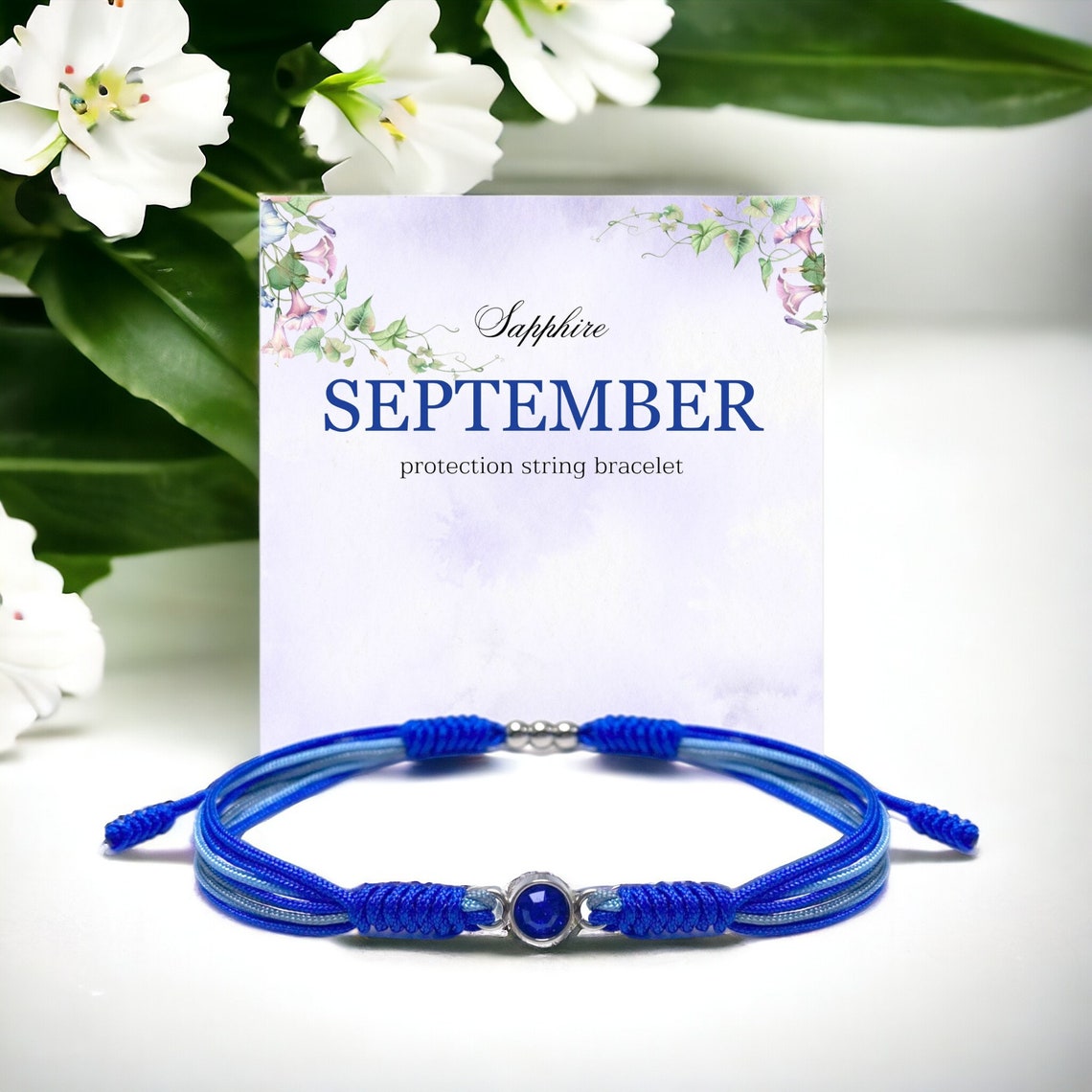 September Birth Month Stone Bracelet, Sapphire Stone, Luck and ...