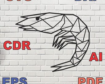 Geometric Shrimp Drawing - Etsy