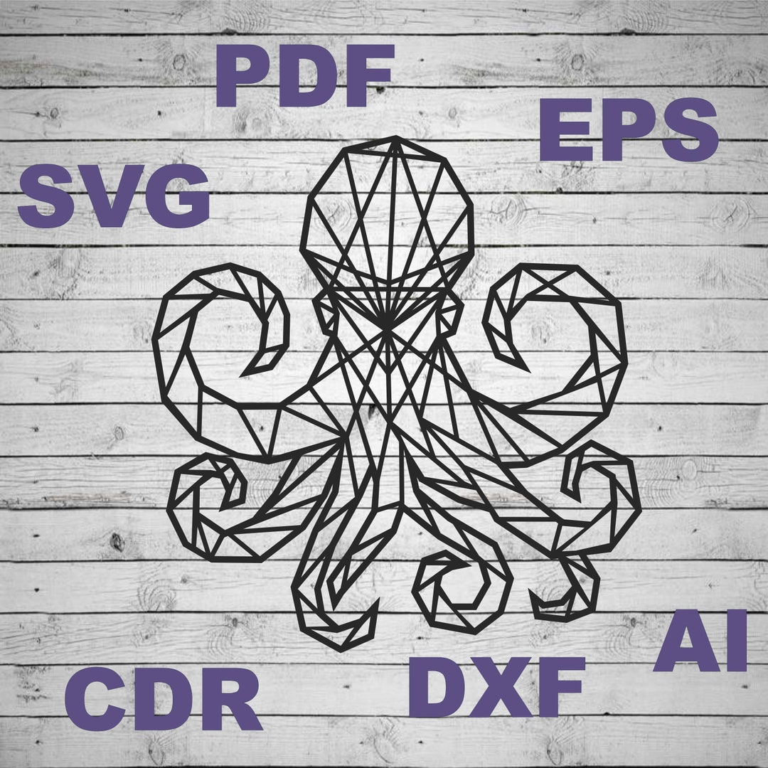 Octopus Vector Dxf Eps Dgw Pdf Svg - Etsy