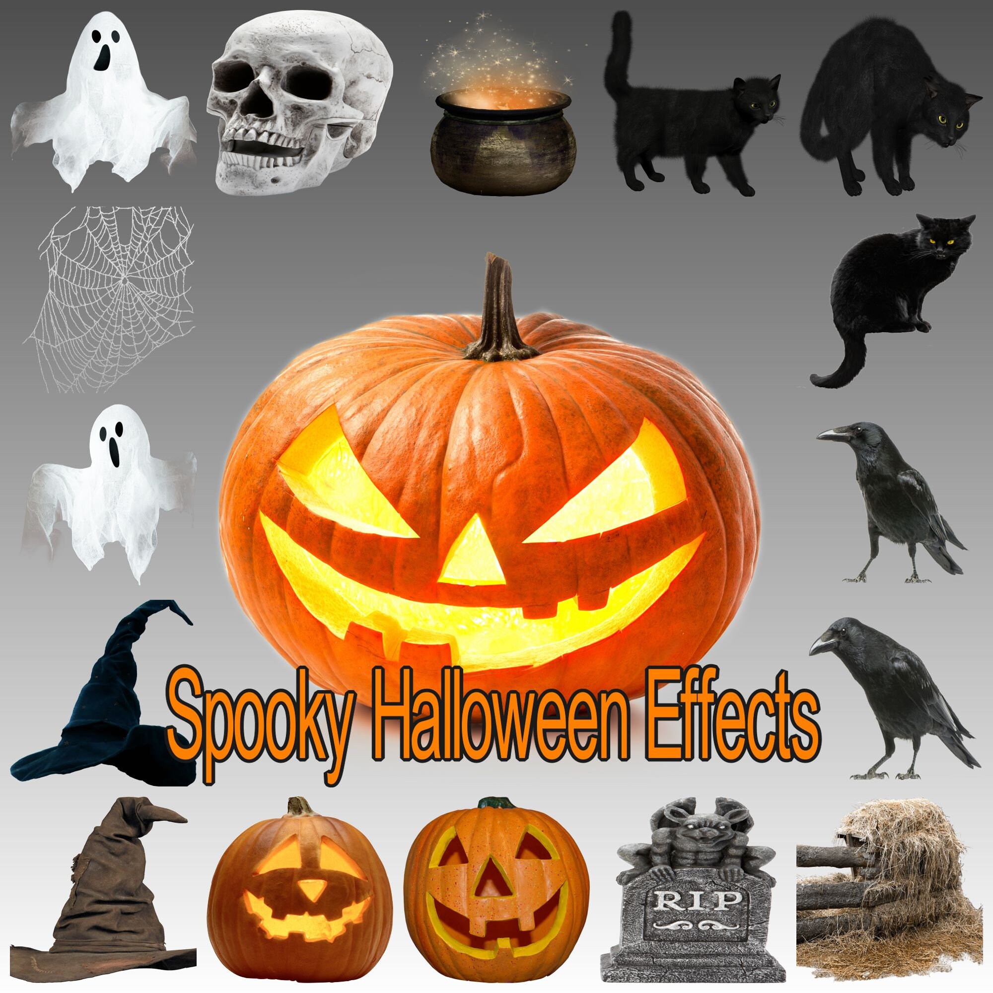 Spooky Halloween Effect Overlays for Photoshop, Halloween, Jack o ...
