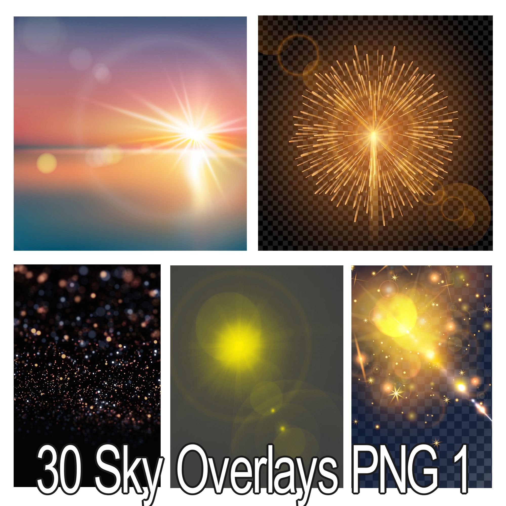 30 Sky Overlays PNG and JPEG Photoshop Overlays, Sky Overlays, Star ...