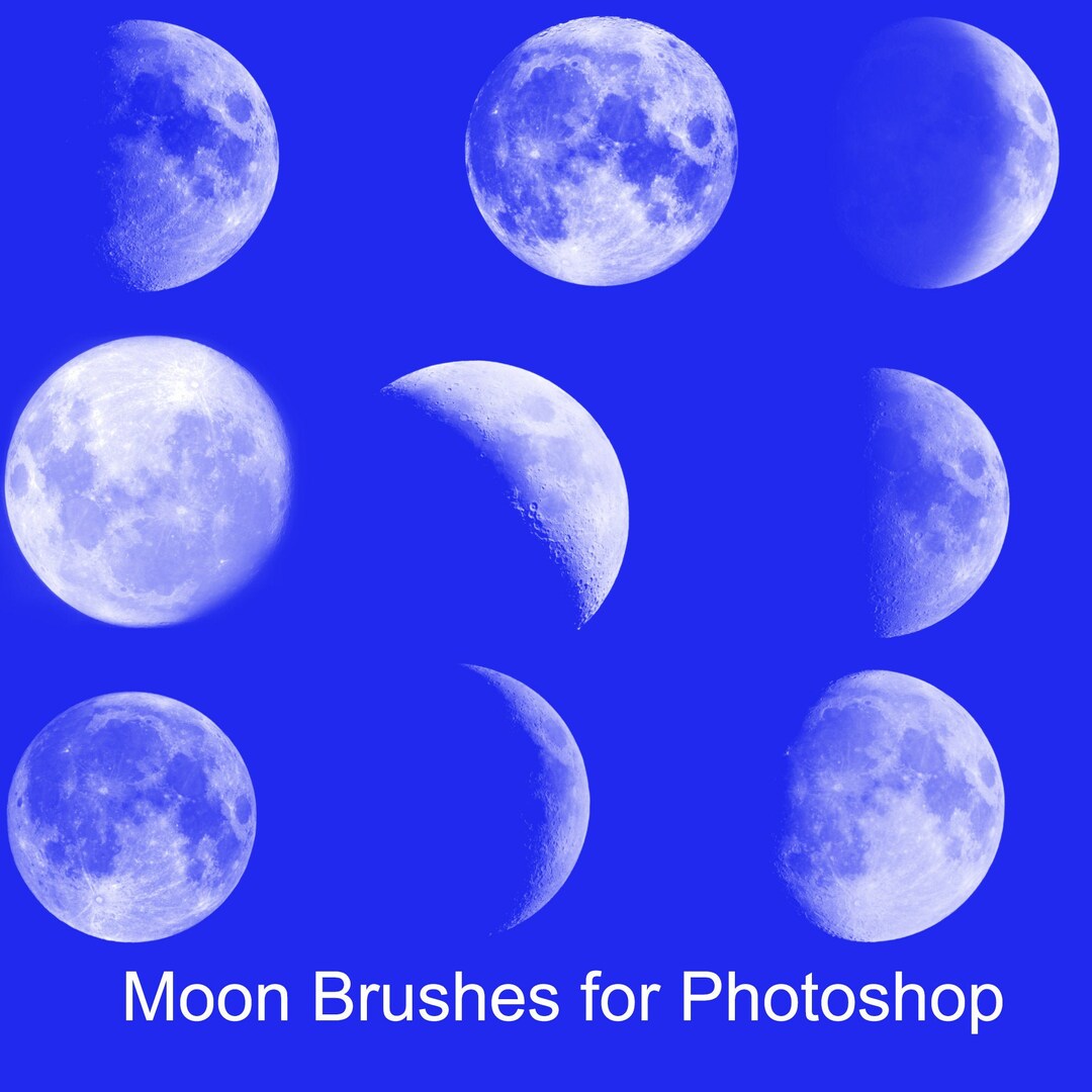 9 Moon Brushes for Photoshop, Photoshop Brushes, Moon, Night Sky, Sky ...