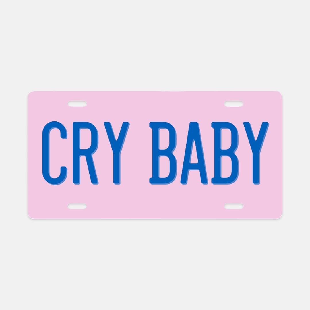 Front License Plate for Women | CRY BABY | Pink & Blue License Plate ...