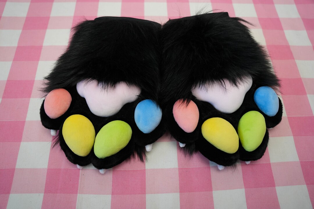 Wild Bean Paws Black Fur With Rainbow Beans - Etsy