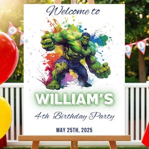 Hulk Welcome Sign Template - Editable Hulk Welcome Board Birthday Party ...