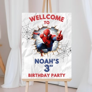 Spiderman Welcome Sign - Editable Spider Man Welcome Board for Birthday ...