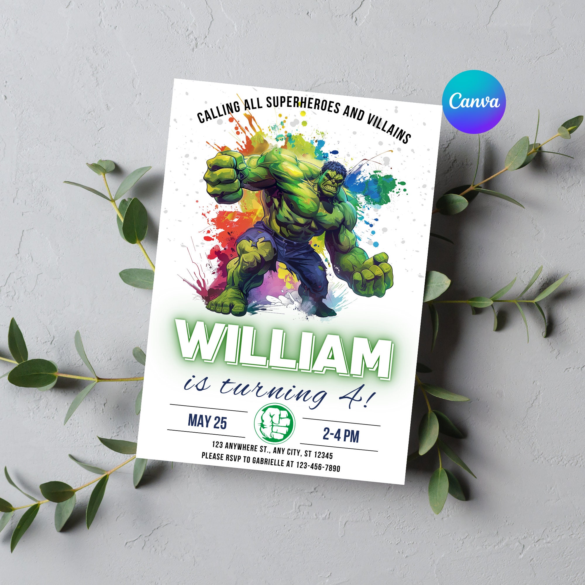 Hulk Birthday Invitation Template Instant Download - Printable Hulk ...