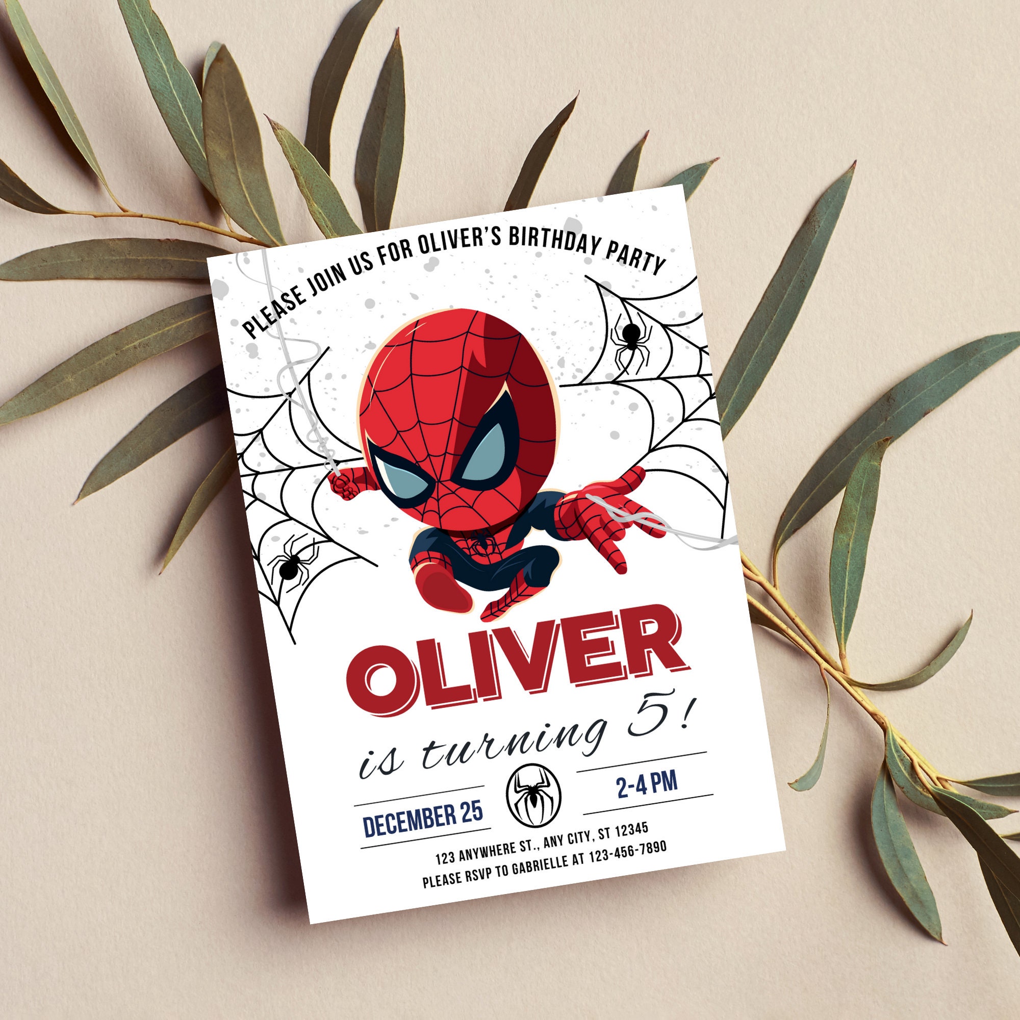 Editable Spiderman Birthday Invitation Template - Printable Spider-man ...