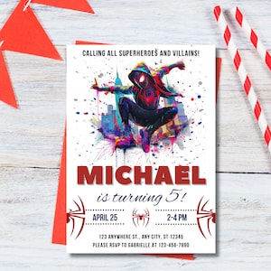 Miles Morales Spiderman Birthday Invitation Template - Editable Spider ...